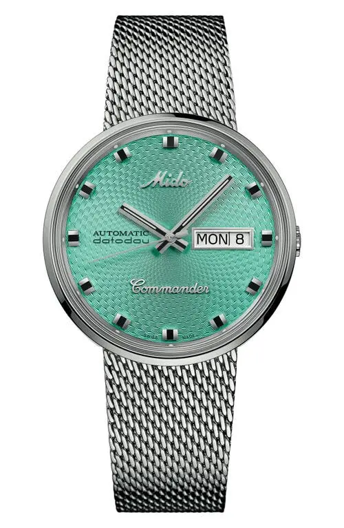 MIDO Commander 1959 Automatic Stainless Steel Mesh Watch - Blue