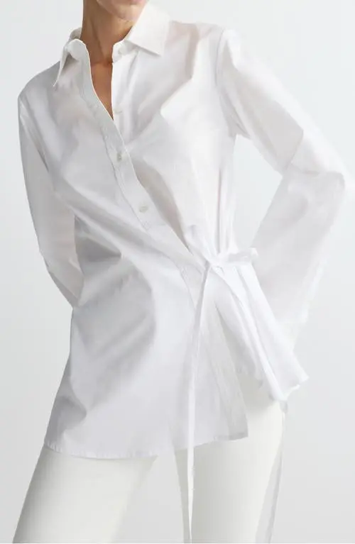DL1961 Agnes Side Tie Cotton Button-up Shirt - Cloud