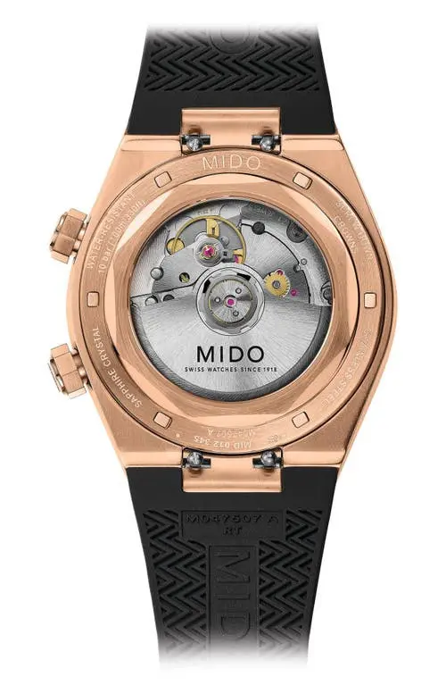 MIDO Multifort 8 Two Crowns Automatic Rubber Strap Watch