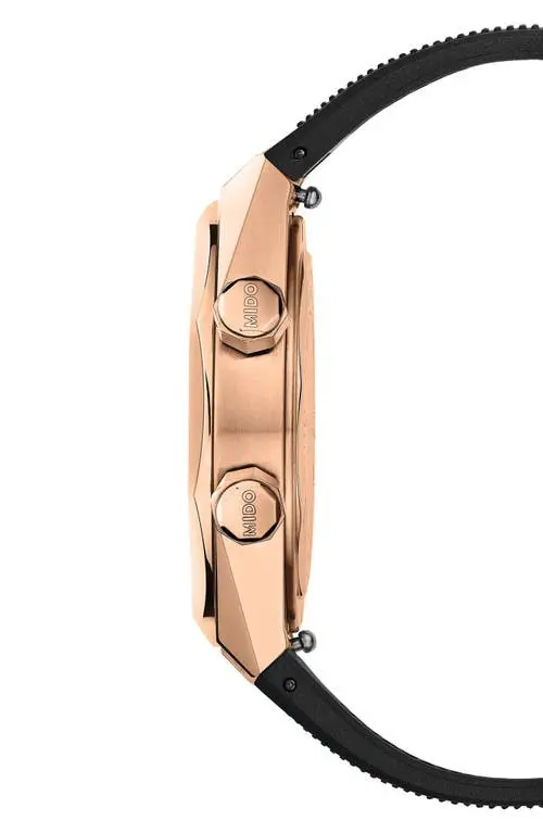 MIDO Multifort 8 Two Crowns Automatic Rubber Strap Watch