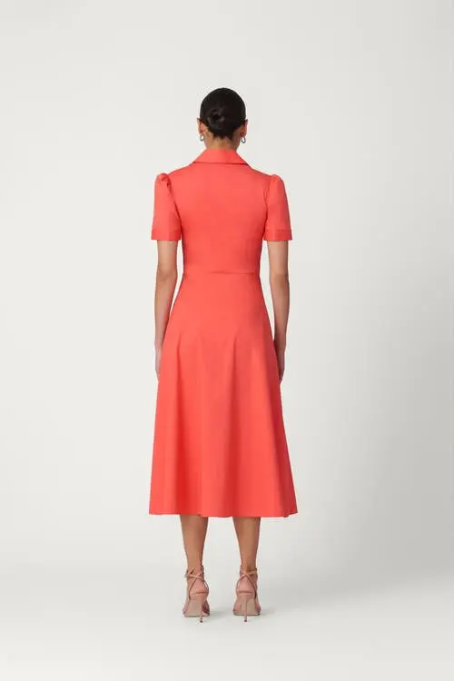 Shoshanna Cotton Poplin Barnet Shirtdress - Tangerine