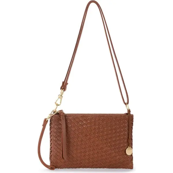 THE SAK Vita Hand Woven Leather Crossbody Wristlet - Cognac Woven