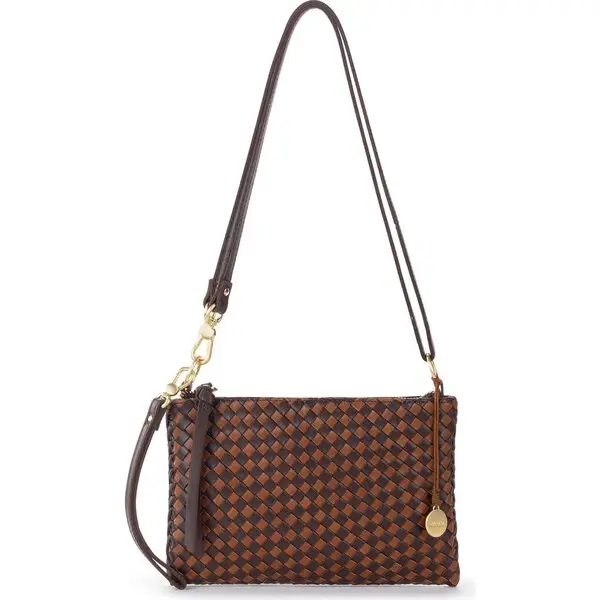 THE SAK Vita Hand Woven Leather Crossbody Wristlet - Mahogany Cognac Woven