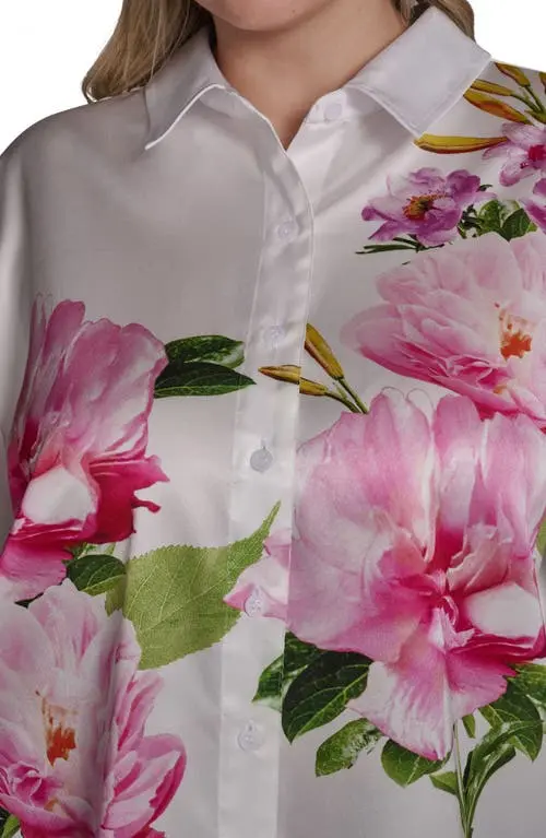 Karl Lagerfeld Paris Floral Placement Print Button-up Shirt