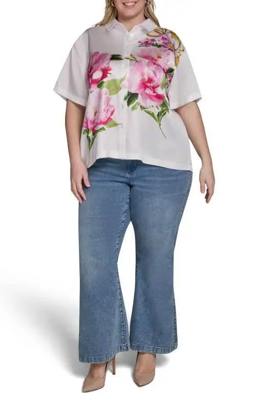 Karl Lagerfeld Paris Floral Placement Print Button-up Shirt
