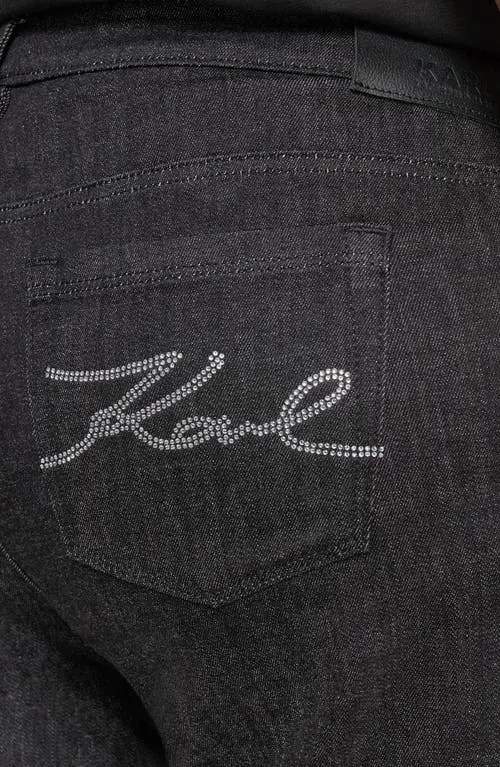 Karl Lagerfeld Paris Crystal Cuff High Waist Jeans