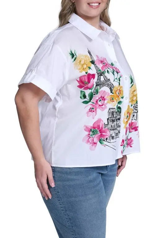 Karl Lagerfeld Paris Floral Placement Button-up Shirt