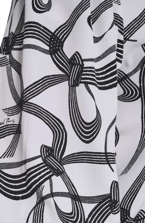 Karl Lagerfeld Paris Bow Print Crepe Button-up Shirt