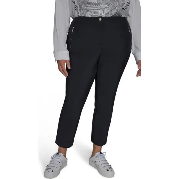 Karl Lagerfeld Paris Double Zip Pants - Black