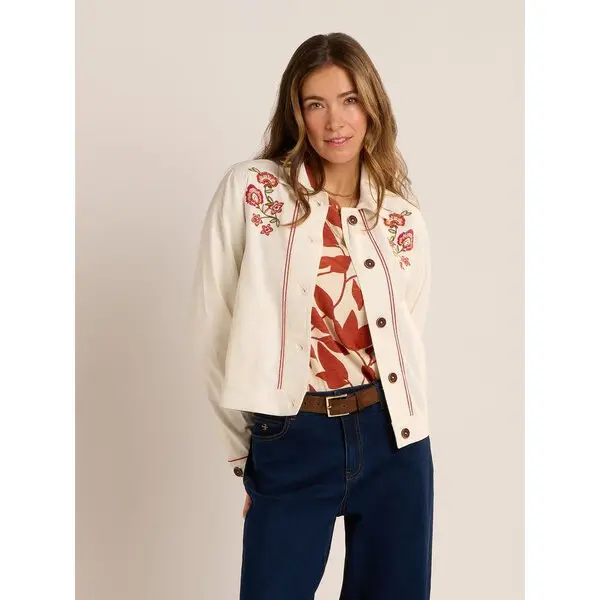 BRAKEBURN Celestina Floral Embroidery Jacket - Cream