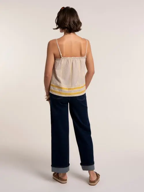 BRAKEBURN Square Neck Camisole With Striped And Geometric Design