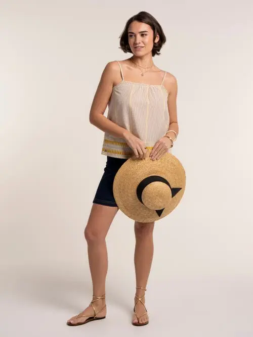 BRAKEBURN Square Neck Camisole With Striped And Geometric Design
