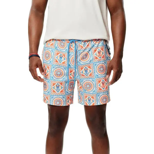Psycho Bunny All-over Print Swim Trunks - Blue Danube