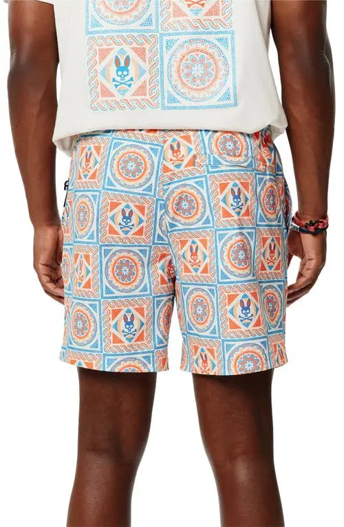 Psycho Bunny All-over Print Swim Trunks - Blue Danube