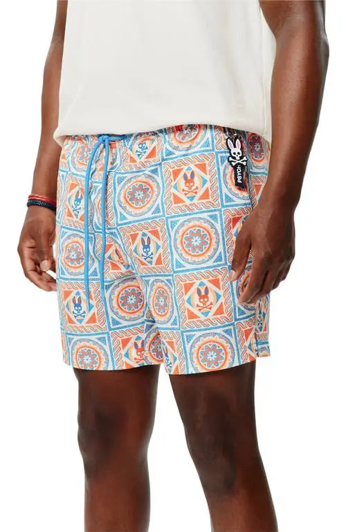 Psycho Bunny All-over Print Swim Trunks - Blue Danube