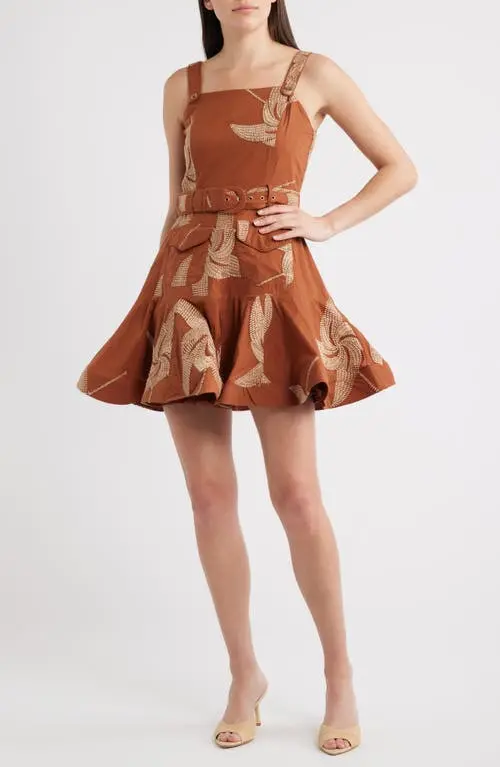 CIEBON Kenny Embroidered Minidress - Caramel