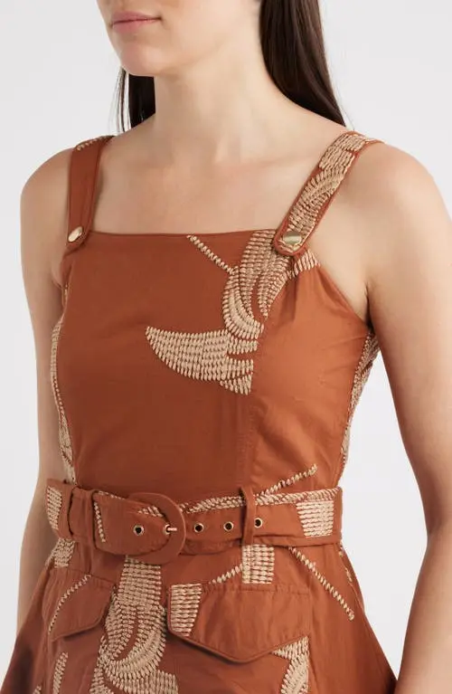CIEBON Embroidered Mini Dress With Ruffled Skirt
