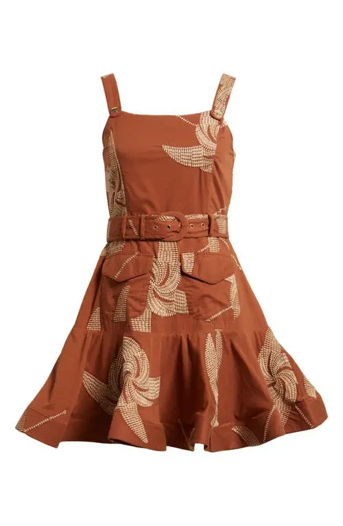 CIEBON Embroidered Mini Dress With Ruffled Skirt