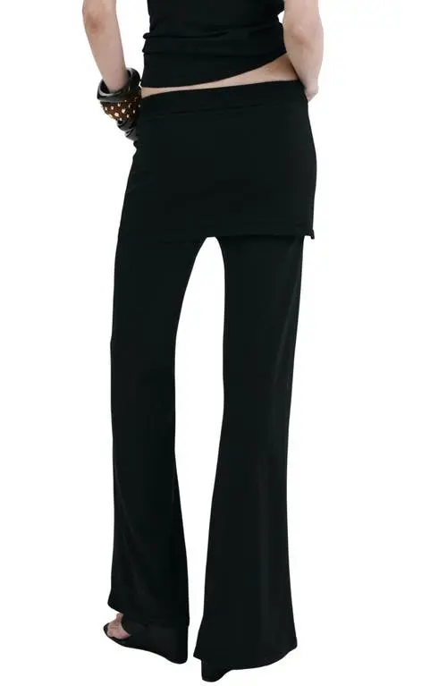 Mango Foldover Knit Wide Leg Pants