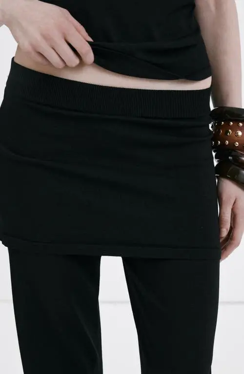 Mango Foldover Knit Wide Leg Pants