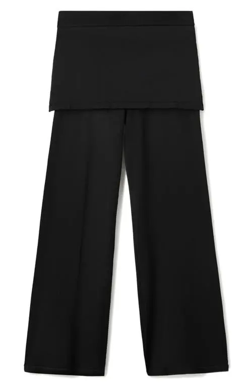 Mango Foldover Knit Wide Leg Pants
