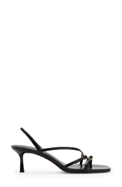 Mango Asymmetric Strap Slingback Sandals With Buckle Hardware - Black