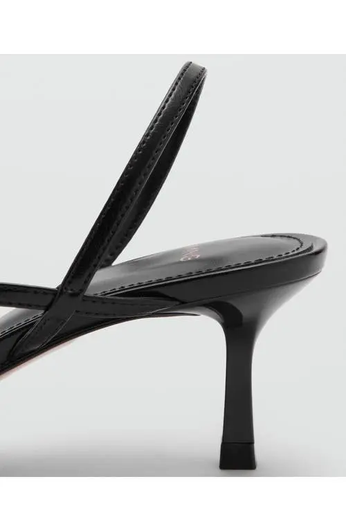Mango Asymmetric Strap Slingback Sandals With Buckle Hardware - Black