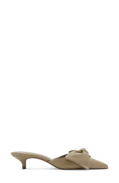 Mango Pointed Toe Kitten Heel Mule With Knot Detailing