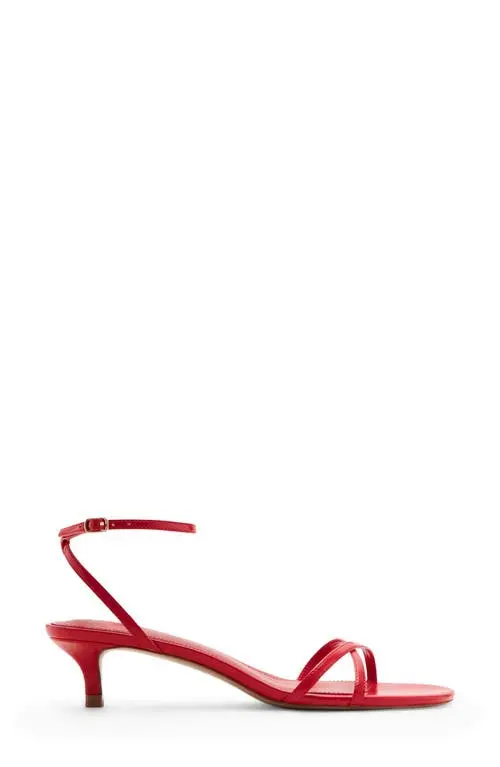 Mango Ankle Strap Kitten Heel Sandal - Red