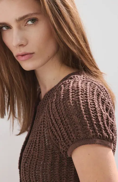 Mango Short Sleeve Crochet Cardigan