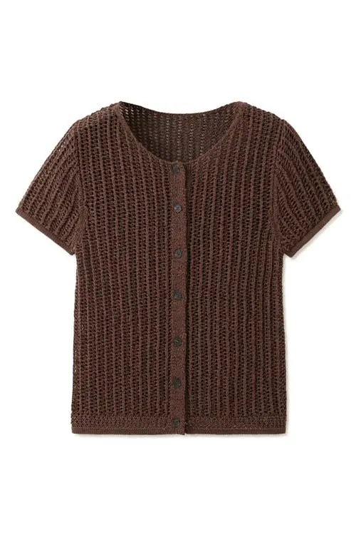 Mango Short Sleeve Crochet Cardigan