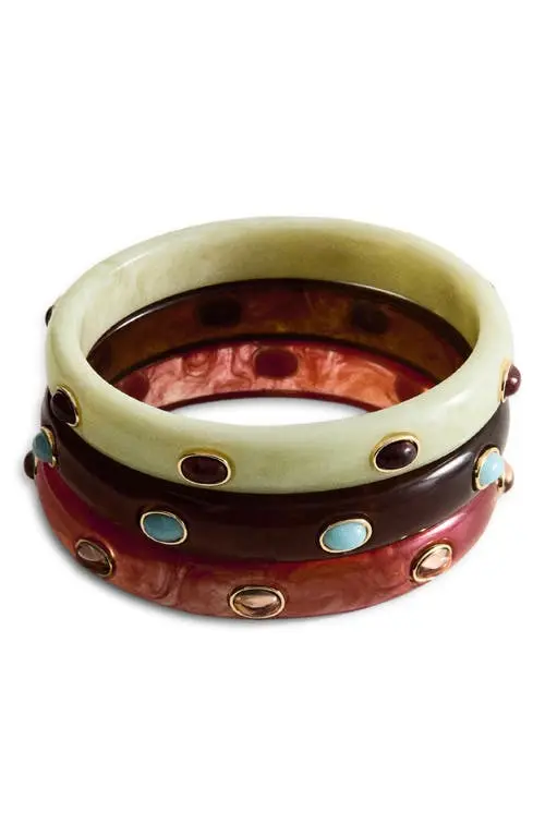 Mango Set Of 3 Assorted Resin Bracelets - Brown