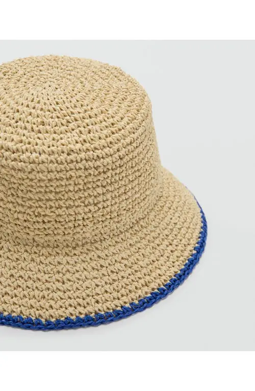 Mango Straw Bucket Hat - Blue