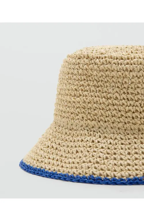 Mango Straw Bucket Hat With Contrasting Trim