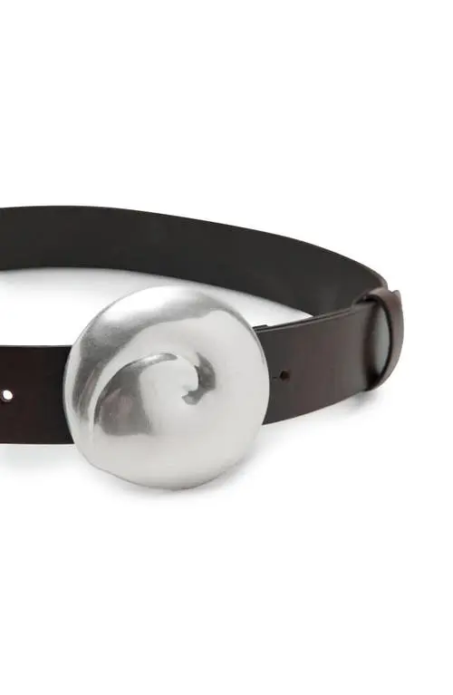 Mango Shell Buckle Leather Belt