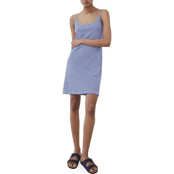 Mango Stripe Cotton Dress - Blue
