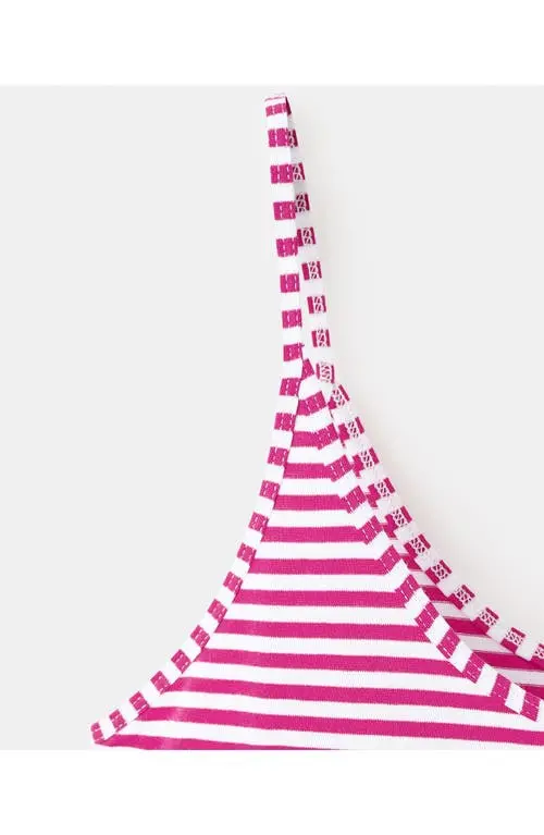Mango Stripe Cotton Dress - Fuchsia
