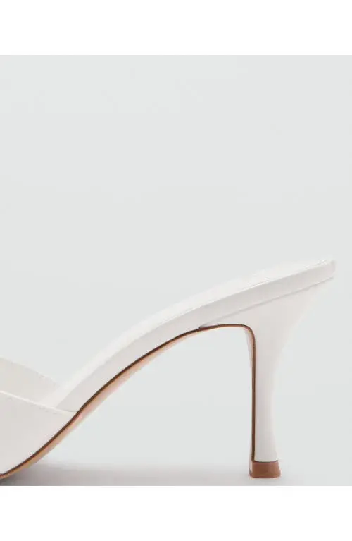 Mango Criss-cross High Heel Slide Sandals - White
