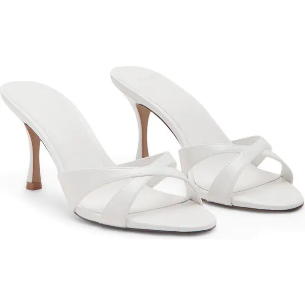 Mango Criss-cross High Heel Slide Sandals - White