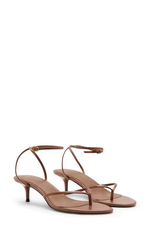 Mango Minimalist Faux Ankle Strap Sandals With Pin Heel - Leather