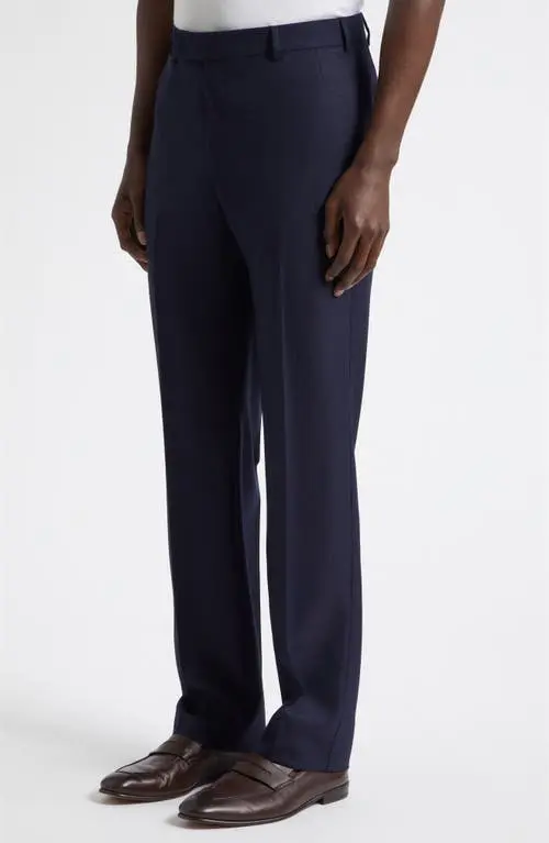 Thom Sweeney Flat Front Wide Leg Virgin Wool Trousers