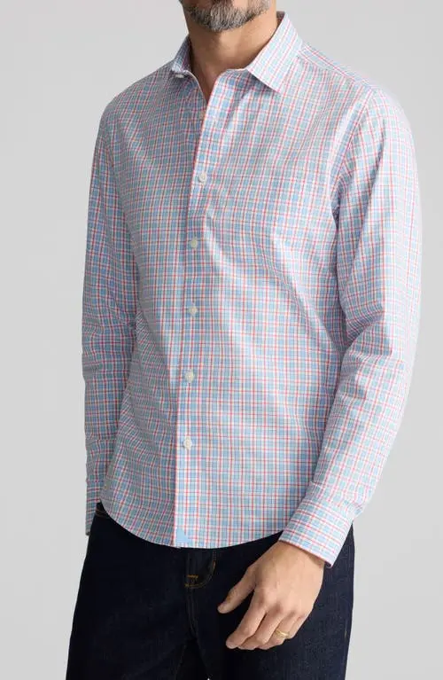 UNTUCKIT Ridge Check Wrinkle Free Cotton Button-up Shirt - Blue Red