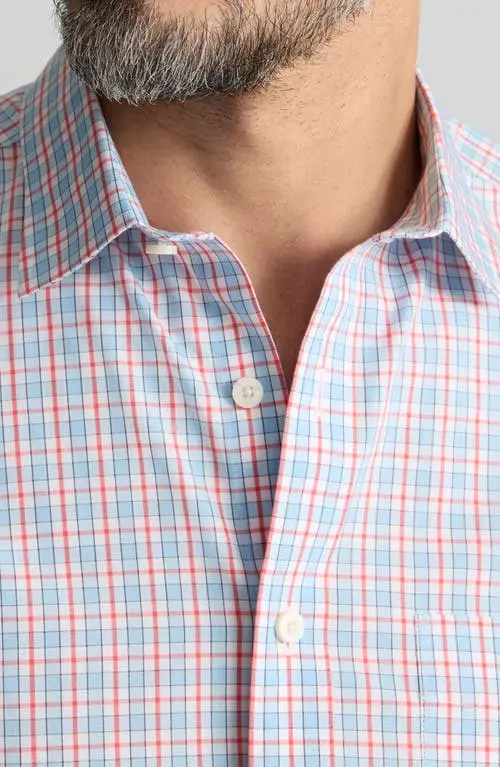 UNTUCKIT Ridge Check Wrinkle Free Cotton Button-up Shirt - Blue Red