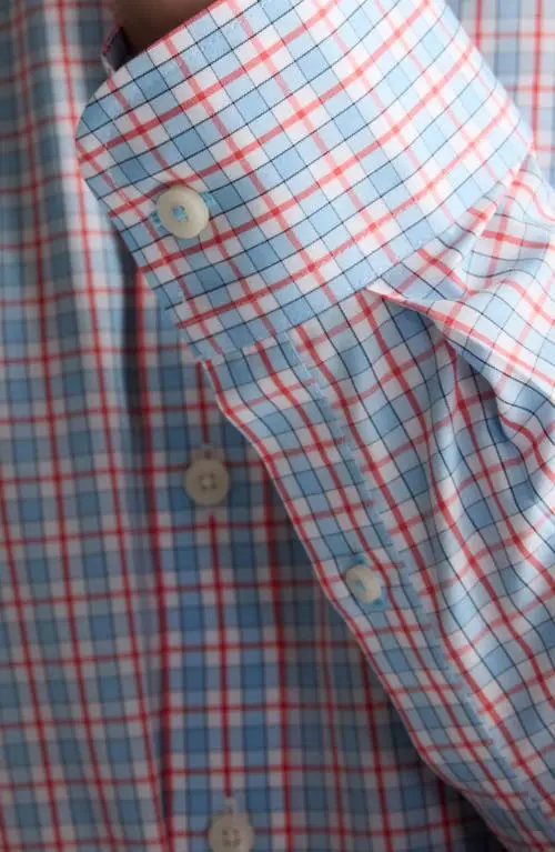 UNTUCKIT Ridge Check Wrinkle Free Cotton Button-up Shirt - Blue Red