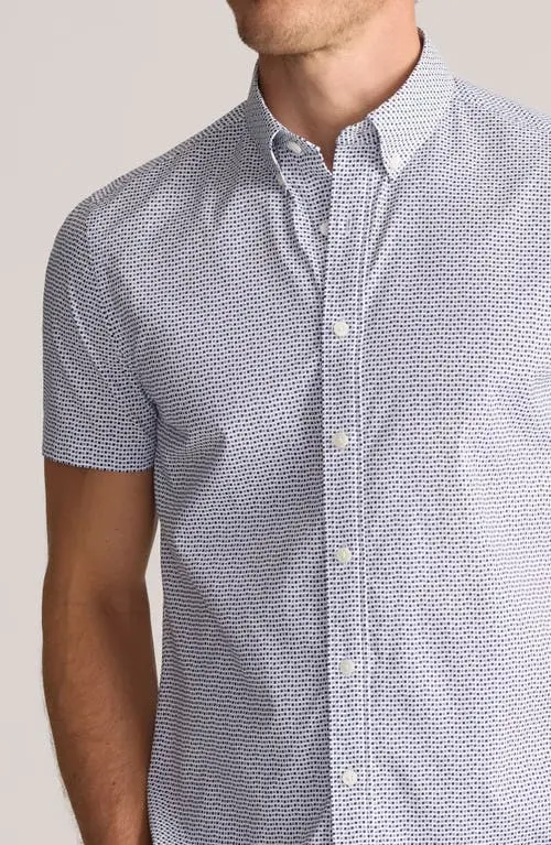 UNTUCKIT Microprint Short Sleeve Performance Button-down Shirt