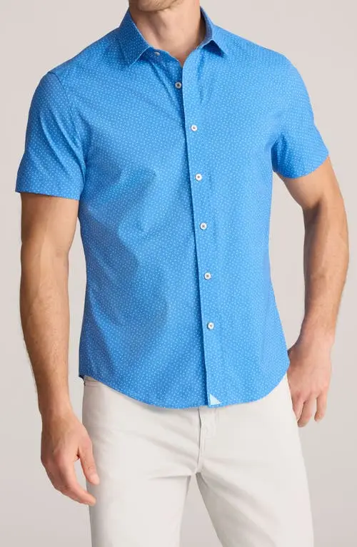 UNTUCKIT Sailboat Print Short Sleeve Performance Button-up Shirt