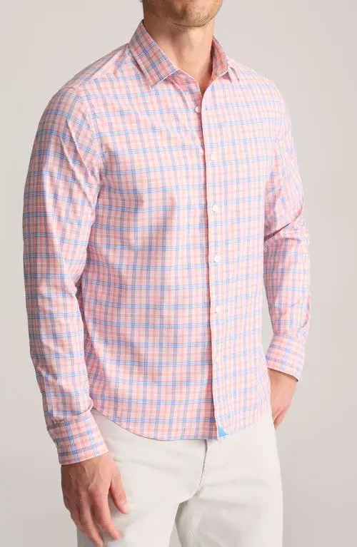 UNTUCKIT Plaid Performance Button-up Shirt - Peach