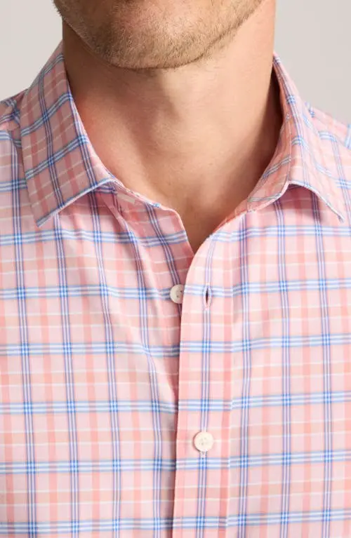 UNTUCKIT Plaid Performance Button-up Shirt - Peach
