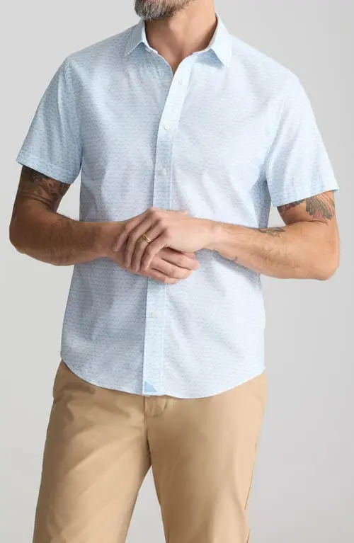 UNTUCKIT Crab Print Short Sleeve Performance Button-up Shirt - Blue