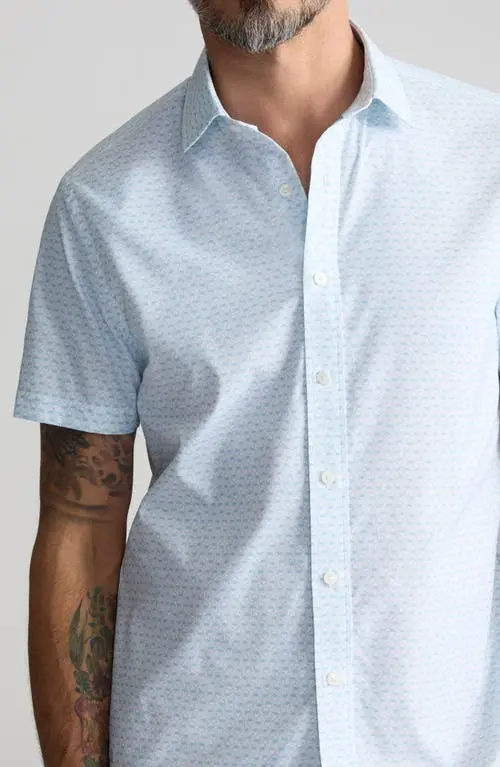 UNTUCKIT Crab Print Short Sleeve Performance Button-up Shirt - Blue